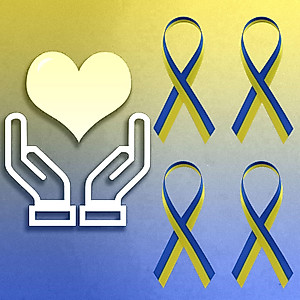 WANDIC 20 Yards Down Syndrome Awareness Satin Ribbon, Yellow & Blue Ribbon World Down Syndrome Day Ribbon for Gift Wrapping, Brooch Making