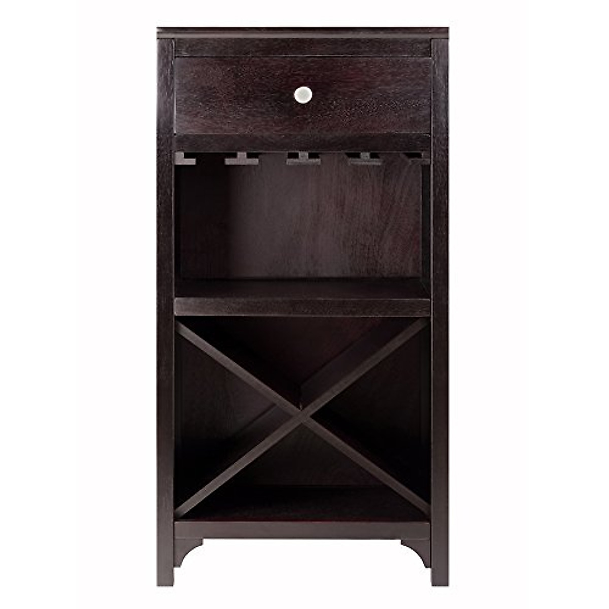 Winsome Ancona X Shelf Modular Wine Cabinet With 1-Drawer, Glass Rack, Dark Espresso (92745)