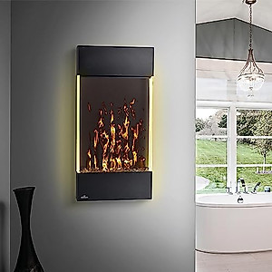 Napoleon Allure Vertical Series 38 Wall Mount Electric Fireplace - Multi-Color Flames with Large Crystal Cubes and Natural Looking Driftwood Logs - NEFVC38H
