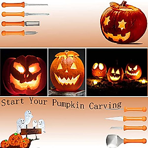 Pumpkin Carving Kit Tools Halloween Pumpkin Carving Set, Heavy Duty Stainless Steel Knife Set, Professional Punkin Carver family Sculpting Tool Push in for Kids & Adults with Carrying Case(8pcs)
