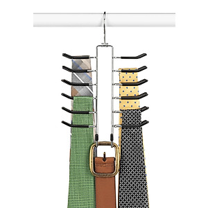 Whitmor Swivel Tie Hanger with Belt Loops Chrome / Black