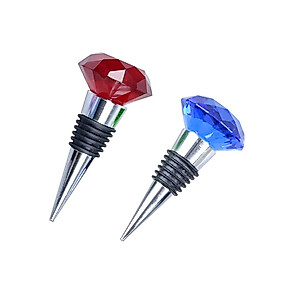Wine Stopers Beverage Bottle Stoppers Red Blue Diamond Wine Corks Wine Decorative Stoppers Crystal Wine Corks for Home kitchen Bar Independence Day Decorations Birthday Party Gift Art Supplies 2 Pack