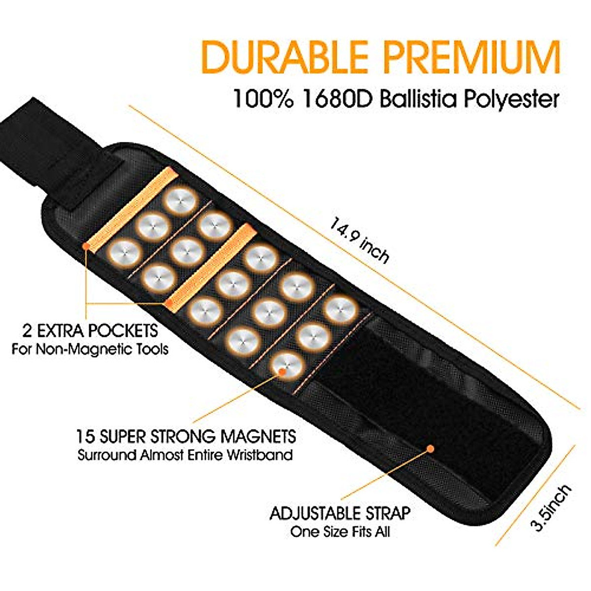 Magnetic Wristband, Best DIY Gifts for Men Dad, Tools for Men Magnetic Tool Wristband with Powerful Magnets, Carpenter Men Gadgets Gifts Wrist Tool Holder for Holding Screws, Nails, Drill Bits Unique