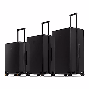 LEVEL8 Luggage Sets 3 Piece, 20 Inch 24 Inch 28 Inch Hardshell Suitcases, Lightweight Luminous Textured Large Luggage, Spinner Wheels Tsa Lock, 3-Piece Set (20/24/28), Black