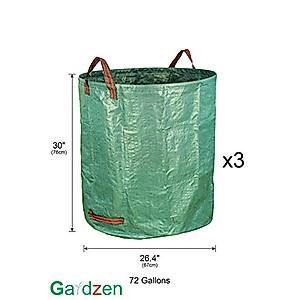 Gardzen 3-Pack 72 Gallons Garden Bag - Reuseable Heavy Duty Gardening Bags, Lawn Pool Garden Leaf Waste Bag