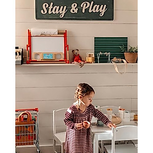 KidKraft Wooden Farmhouse Table & 4 Chairs Set, Children's Furniture for Arts & Activity - White