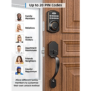 Revolo RE001 Electronic Keypad Deadbolt, Keyless Entry Door Lock, Keyed Entry, Auto Lock, Smart Lock with Handle, Front Door Handle Sets, Anti-Peeking Password, Oil-Rubbed Bronze