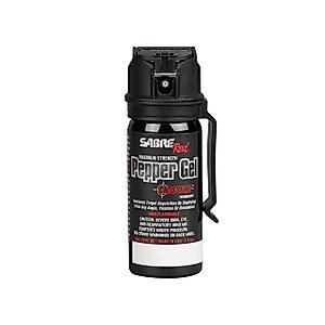 SABRE Crossfire Pepper Gel for Self Defense, Deploys At Any Angle, Maximizes Target Acquisition Against Threats, Easy Carry Belt Clip, Safety Flip Top, Max Police Strength Pepper Spray, 1.5 fl oz
