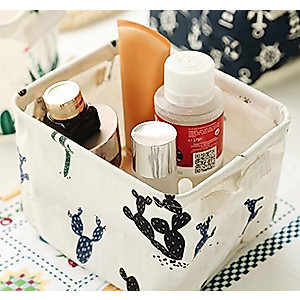 KRLIFCSL Storage Bins Foldable Cactus Storage Basket for Nursery, Kids Toys, Makeup, Small Items, Desktop Organization, Set of 4 (Cream)