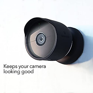 Wasserstein Protective Cover Compatible with Google Nest Cam Outdoor or Indoor, Battery - Protective Silicone Cover for Your Camera (1 Pack/Black)