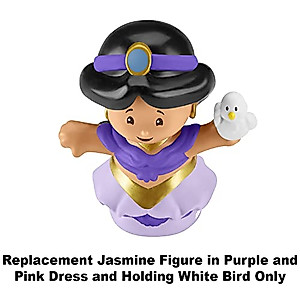 F-Price Replacement Part for Fisher-Price Little People Princess Figure Pack - GKG98 ~ Replacement Jasmine Figure in Purple and Pink Dress and Holding White Bird, Brown, Black, Blue, White