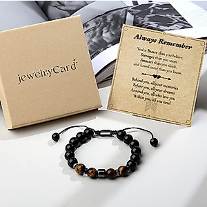 Jewelry&Card Gifts for Teens，Boys, Always Remember You Are Braver Than You Believe Bracelet, Inspirational Birthday Gift Ideas for Teenage Boys