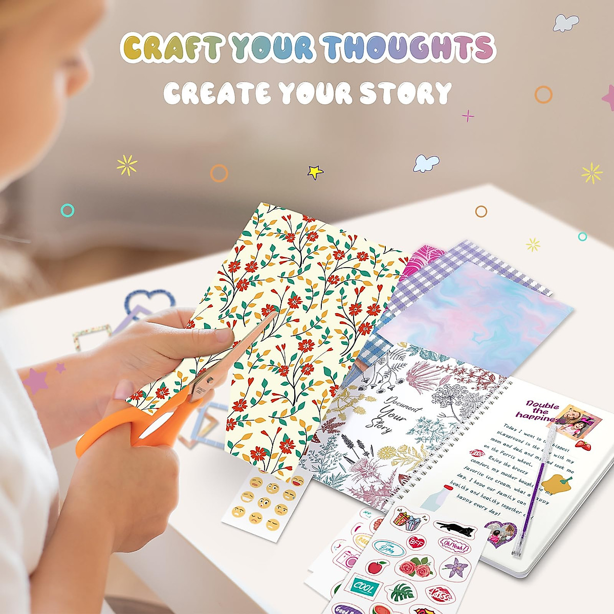 PERRYHOME DIY Journal Kit for Girls Ages 8-14, DIY Girls Journal Set for Teenage Girls Scrapbook & Diary Kits, Journaling Art Crafts Kit Teen 8 9 10 11 12 13 14 Year Old Girl Birthday Gifts - Purple