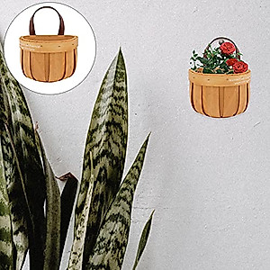 VALICLUD Woven Baskets 2pcs Wall Hanging Bucket Wooden Wall Pocket Planter Hanging Natural Bucket Vintage Rustic Flowers Vase Planter Holder with Rope for Indoor Outdoor Decor Indoor Hanging Planters