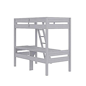 DHP Dorel Living Harlan Wood Bed with Ladder and GuardRail, Twin, Gray Loft