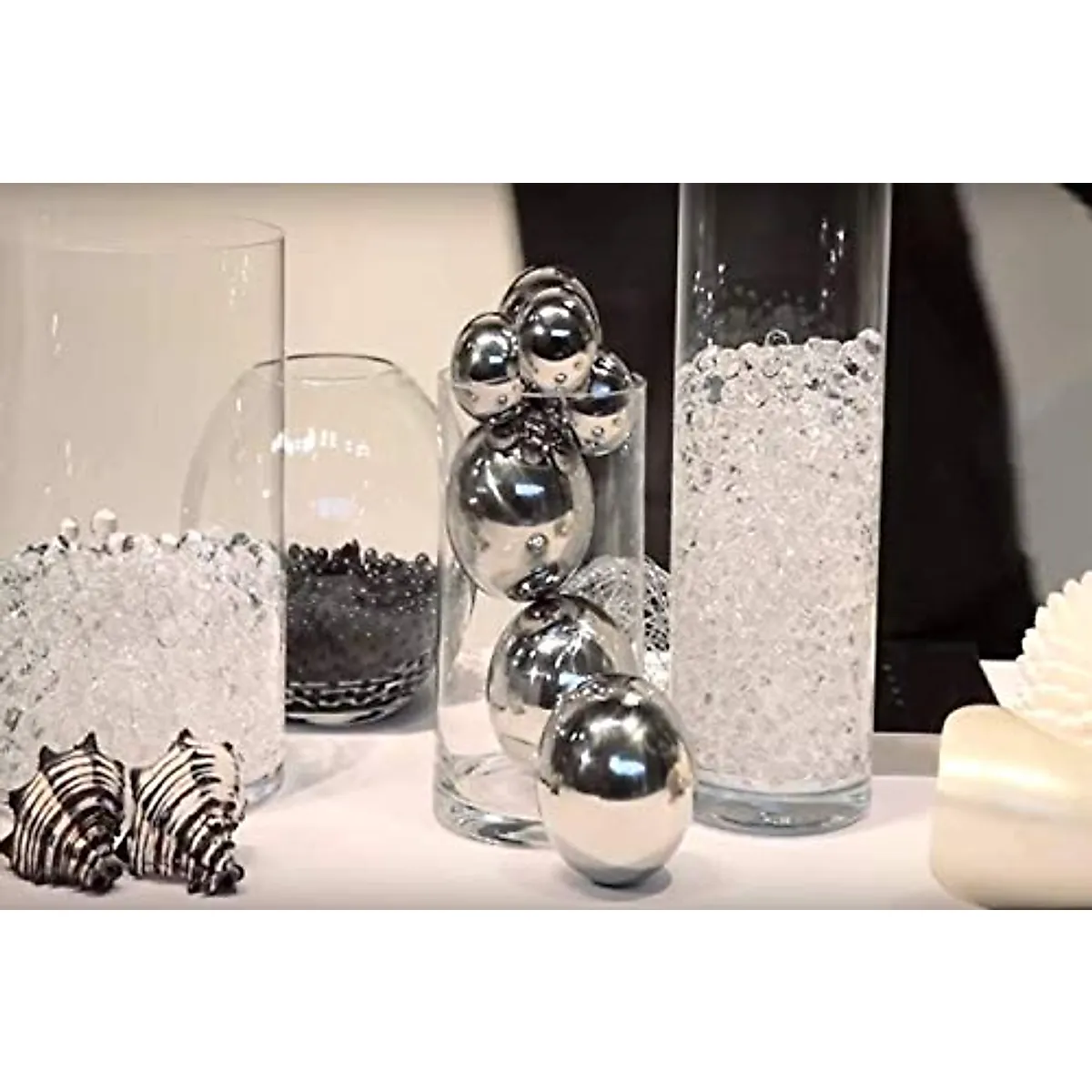 SooperBeads 20,000 Vase Filler Beads Gems Water Growing Crystal Clear Translucent Gel Pearls For Vases, Wedding Centerpiece, Floral Decoration, Plants, Kids Sensory Play Water table activities (Clear)