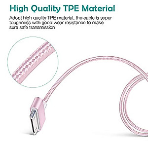 Yoodelife 3 Feet Replacement High Speed USB 2.0 Nylon Braided Sync and Charging Charger Cable Cord for Apple iPhone 4, 4s, 3G, 3GS, 2G, iPad 1/2/3 iPod Touch, iPod Nano - Rose Gold
