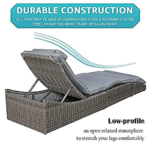 Soleil Jardin Folding Pool Lounge Chair Set of 2 Outdoor Adjustable Chaise Lounge Chair, Fully Assembled, Patio Reclining Sun Lounger, Gray