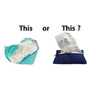 Tissue Pouch Zipper Enclosed Fabric Travel And Purse Tissue Holder (Blue, Stars)