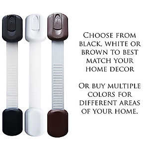 Baby Safety Locks | Child Proof Cabinets, Drawers, Appliances, Toilet Seat, Fridge and Oven | Tools Not Required | Uses 3M Adhesive with Adjustable Strap and Latch System (6-Pack, White)