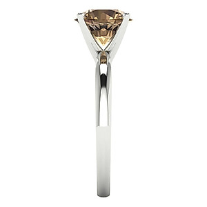 Clara Pucci 1.9ct Round Cut Solitaire Brown Champagne Diamond Bridal Designer Wedding art deco Anniversary Ring in 14k White Gold