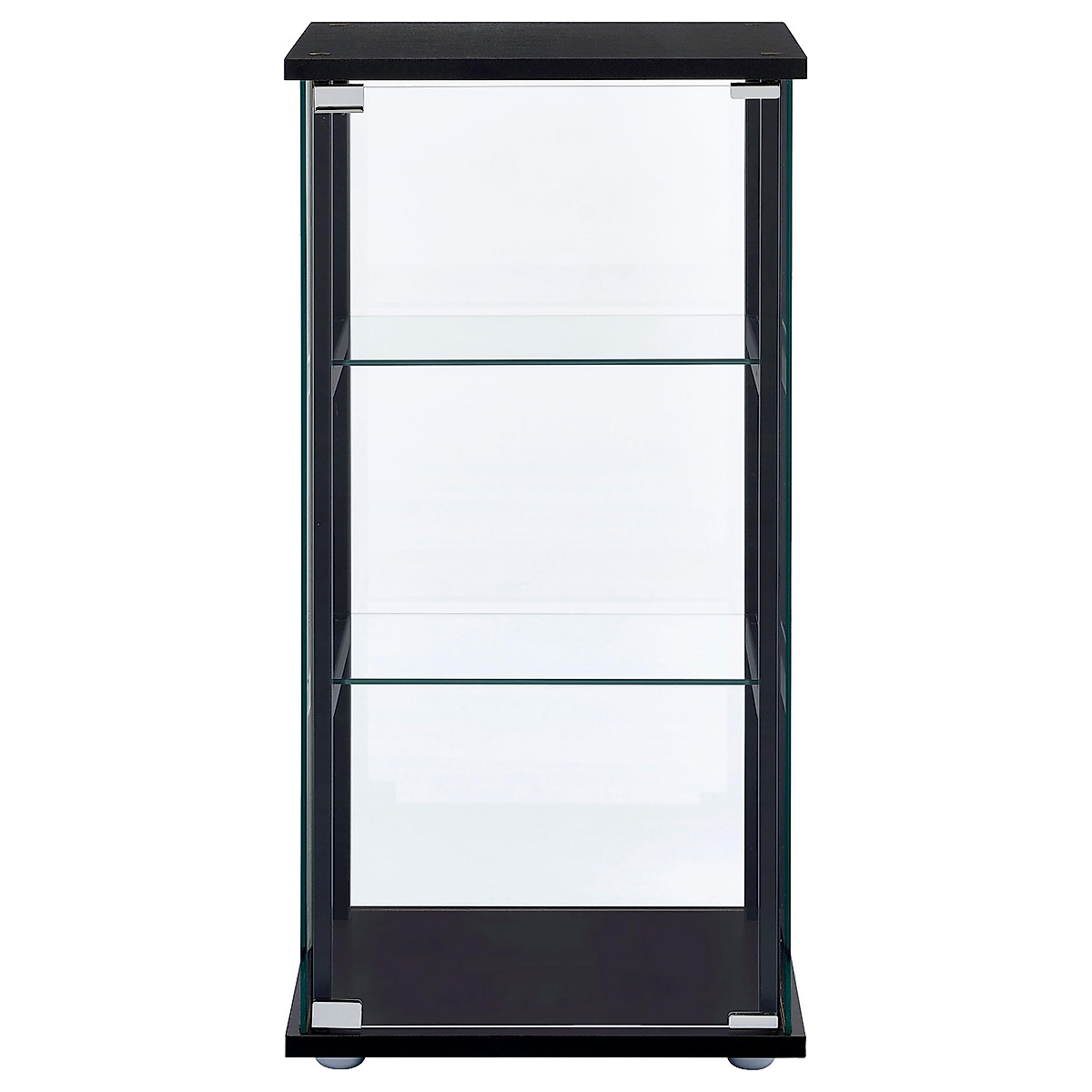 Coaster Home Furnishings Cyclamen 34-inch 3-Tier Clear Tempered Glass Curio Cabinet Display Case with Shelving Black 950179