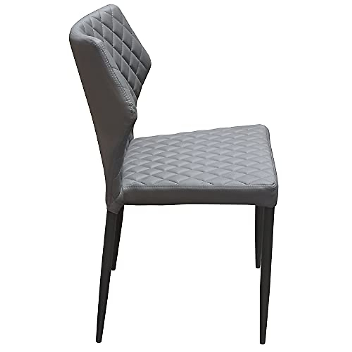 Nova Lifestyle Milo 4-Pack Dining Chairs in Grey Diamond Tufted Leatherette with Black Powder Coat Legs