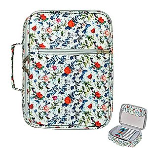 Bible Cover Case for Women Men Bible Covers Bible Bags Bible Holder Scripture Carrying Case with Handle Bible Book Covers Church Bag Bible Protective Cases with Pockets (Flower B)