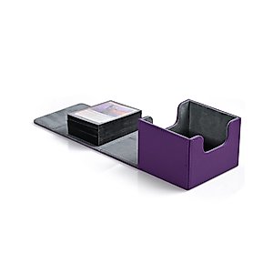 ZLCA Card Deck Box with 2 Dividers for MTG Cards, Large Horizontal Card Storage Box Fits 150+ Single Sleeved Cards, PU Leather Commander Deck box for TCG CCG (Purple)
