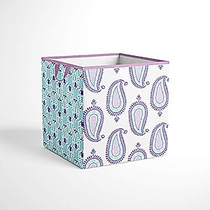 Bacati - Paisley Kids Storage (Small Storage Tote 10 x 10 x 10 inches, Lilac/Purple/Aqua)