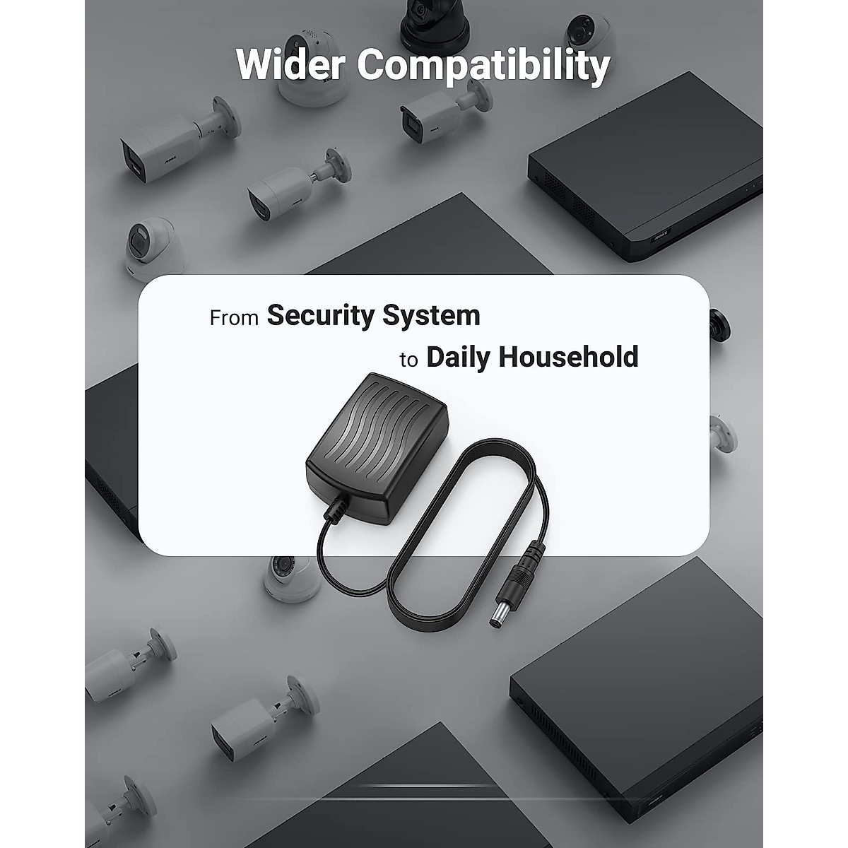 ANNKE Security Power Adapter Supply AC to DC 12V2A and 1-to-4 Splitter Power Cord for CCTV Surveillance Camera DVR System