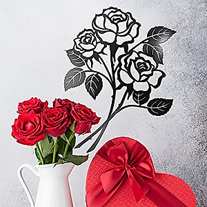 Vivegate Rose Wall Decor Black Metal Art - Rose Flower Wall Decor Black Metal Wall Decor for Living Room Giant Roses (Medium - 15"X11.5")