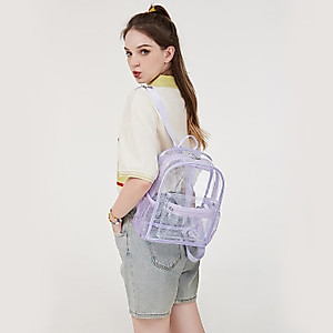 abshoo Clear Mini backpack Stadium Approved 12x12x6 Clear Bag Transparent Small Backpacks (Purple)