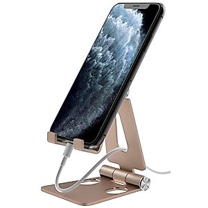 Aduro U-Rise Adjustable Phone Stand Foldable Aluminum Steel Universal Cell Phone Holder Portable Cell Phone Stand for Desk Gold