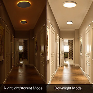 13 Inch LED Flush Mount Ceiling Light with Night Light, 24W, 2400lm, 3000K/4000K/5000K Selectable, Round Flat Panel Light, Dimmable Fixture for Dining Room, Bedroom, Kitchen, Hallway