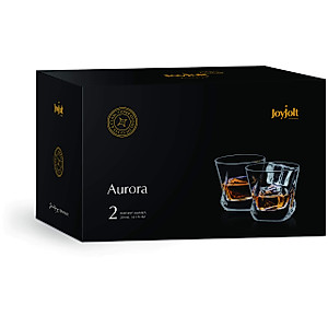 JoyJolt Aurora Crystal Whiskey Glass – Twisted Whiskey Glasses - Set of 2 Old Fashioned Liquor Glasses – Crystal Scotch Whisky Glasses for Bourbon – 8.10 ounces Whiskey Drinking Glasses