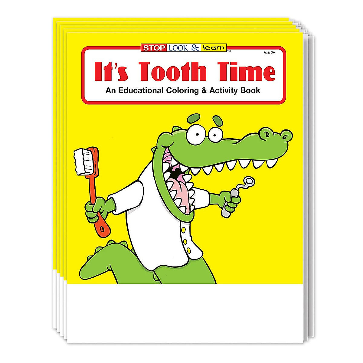 ZOCO - It's Tooth Time - Educational Coloring Books for Kids (25 Bulk Pack, Without Crayons) - Dentist Toys for Kids - Dental Office Supplies