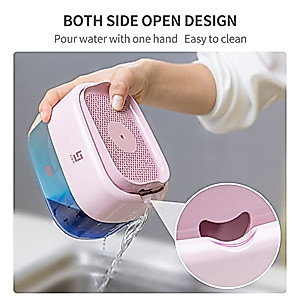 LIEN Dish Soap Dispenser Pump and Sponge Holder, 2 in 1 Dish Washing Soap Dispenser Caddy for Kitchen, 10.5 Ounces (Sakura Pink)
