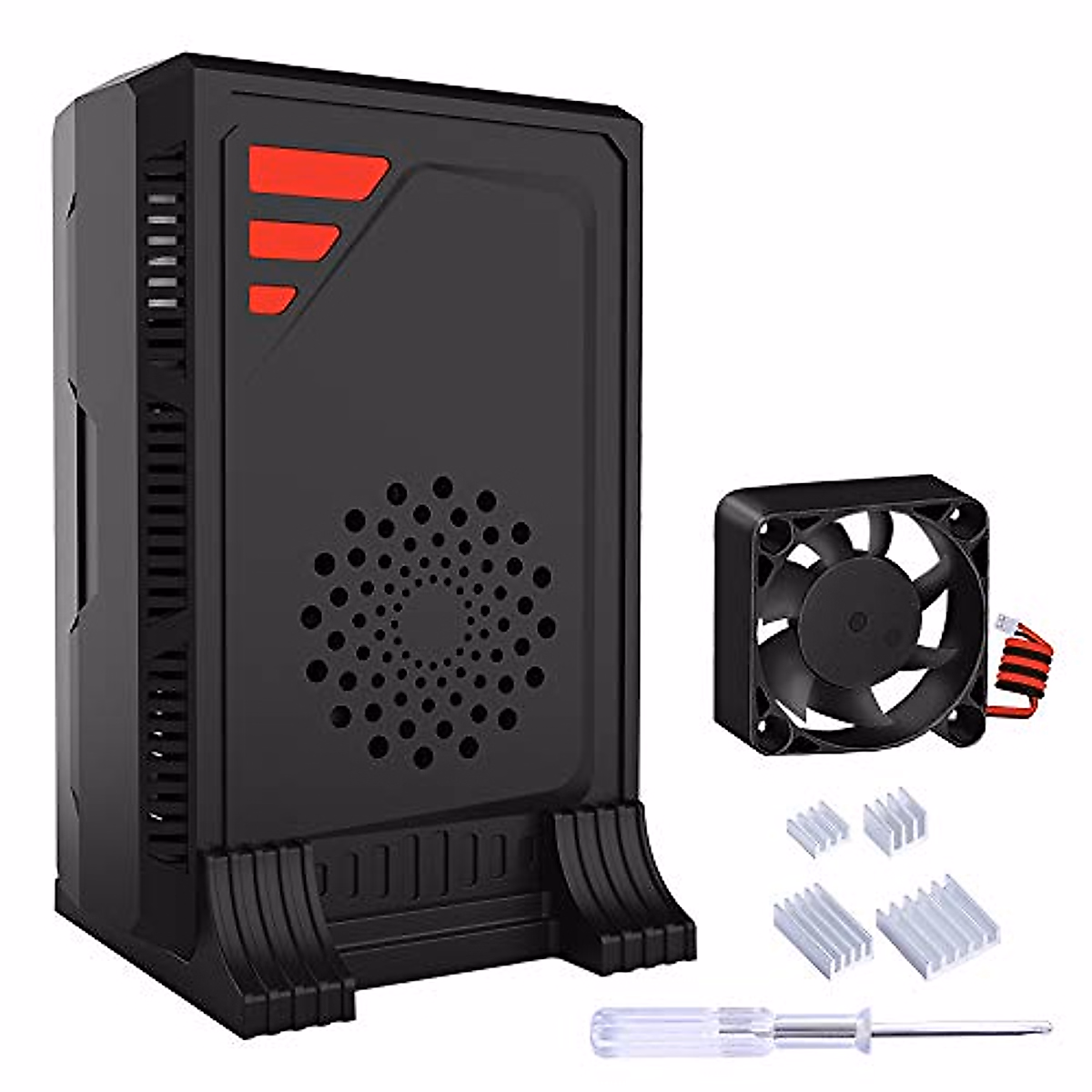 GeeekPi Raspberry Pi 4 Case, Raspberry Pi Case with Cooling Fan 40X40X10mm and 4pcs Raspberry Pi 4 Heatsink for Raspberry Pi 4 Model B