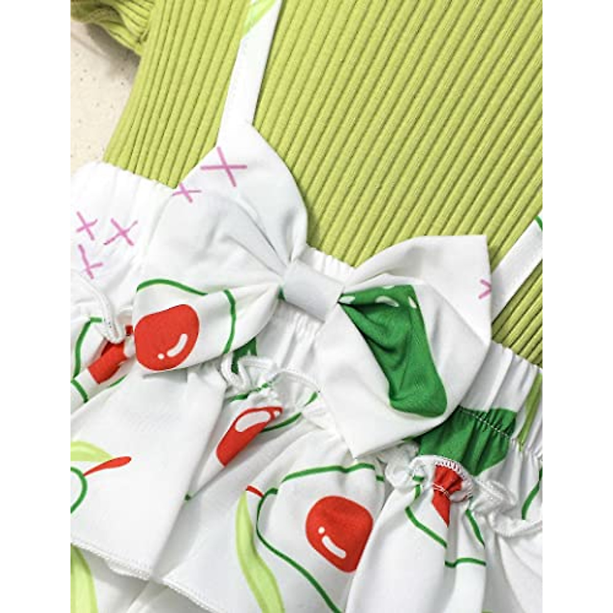 TyeSmo Baby Girl Dresses 9-12 Months Baby Girl Clothes Ruffle Short Sleeve Onesie Outfit Suspenders Baby Girl Romper Dresses for Baby Girls Summer Avocado Green