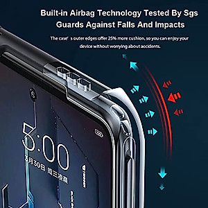 Nabefamu Xiaomi Black Shark 5 Pro Case with [1 Tempered Glass & 4 Gaming Finger Sleeves], Clear Acrylic Back Cool Design,Anti-Drop and Anti-Scratch,Camera Protection - Laser Black