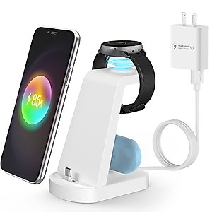 Charging Station for Samsung Multiple Devices,3 in 1 Fast Charging Stand USB-C Charger for Galaxy Watch 5/5 Pro/4/3/Active,Galaxy S23/S22/S21/S20/S10/Note20/Note10/Z Flip 4/Z Fold 4/Galaxy Buds