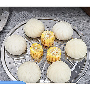 Steaming Plate, 2 Pack 10 Inch Round Food Grade Stainless Steel Steamer Plate for Food Steaming in Kitchen and Outdoors (26 cm)