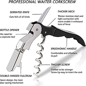 3 in 1 Wine Key, Corkscrew, Bottle Opener, Beer Opener, Wine Key for Bartenders, Corkscrews for Wine Bottles, Waiters Corkscrew and Foil Cutters for Sommeliers, Waiters and Bartenders, Black