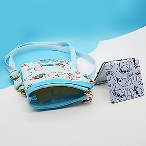 Kawaii SDQ Small Crossbody Cell Phone Purse, Cartoon Phone Bag with Mirror, Cell Phone Wallet Shoulder Bag with Credit Card Slots, Cell Phone Pouch Purse with Shoulder Strap For Women teen girls