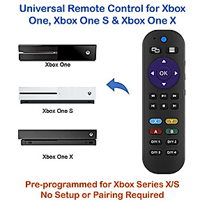 Universal Remote for Xbox One, Xbox One S and Xbox One X, Remote Control Has 7 Learning Programmable Buttons to Control All TVs, Soundbar, DVD & Receiver