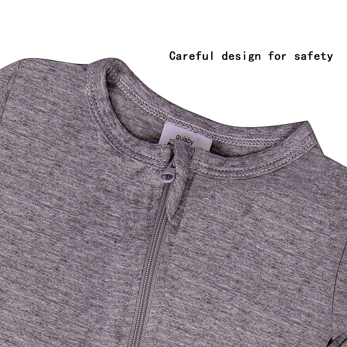 GUISBY Baby Boy Rayon Pajamas 2 Way Zip Front, Sleep and Play Footies Long Sleeve Grey Pjs Jumpsuit Black-Grey-0-3