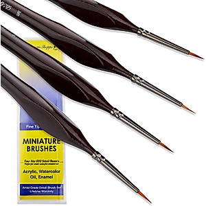 Small Paint Brush Miniature Brushes. Fine Tip Series 4pc 000 Paintbrushes Set for Art Watercolor Acrylics Oil - Model Craft Warhammer Airplane Kits Nail Paint by Numbers Micro Detail Hobby Painting