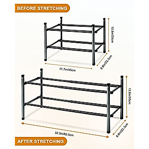 MULISOFT 2-Tier Expandable, Stackable and Adjustable Shoe Rack Organizer, Sturdy and Durable Metal Shoe Storage Organizer, Vertical Shoe Rack for Closet/Entryway/Bedroom/Dorm/Doorway
