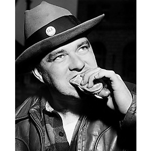 Nyc NathanS 1954 Na Longshoreman Eating A Hot Dog At NathanS Famous In Coney Island Brooklyn New York Photograph By Al Ravenna 1954 Poster Print by (18 x 24)